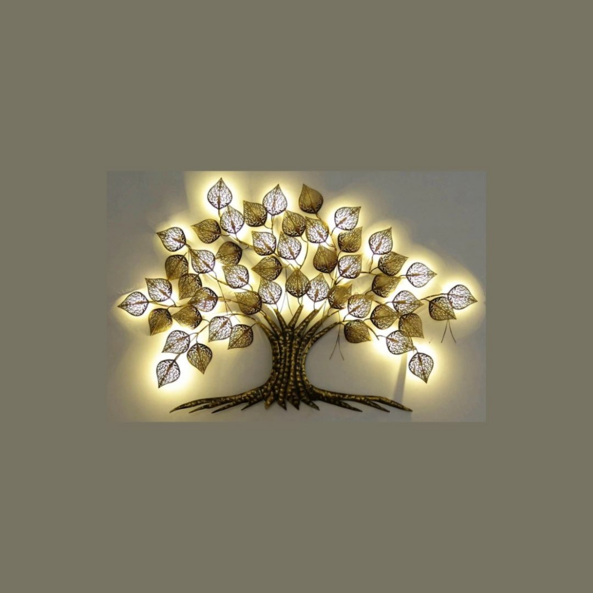 Golden Leaf Pan Tree Metal Art (51 x 35 Inches) – Homez Valley